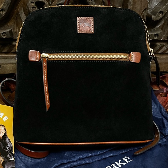 Dooney & Bourke | Bags | Dooney Bourke Black Suede Backpacktan Leather ...